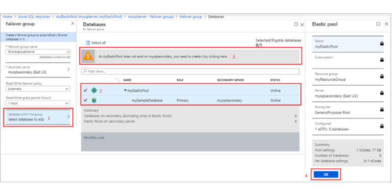 Hướng dẫn thêm Azure SQL Database elastic pool vào nhóm chuyển đổi dự ...